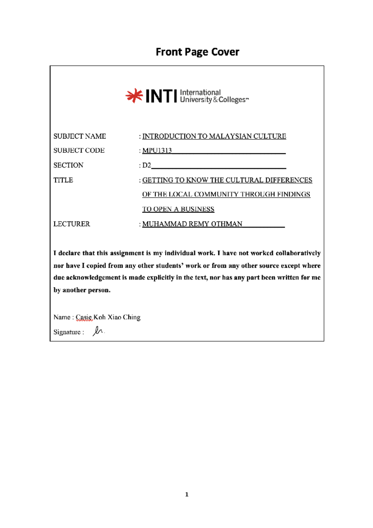 Malaysian Studies - Nicely - TABLE OF CONTENTS Introduction to the ...