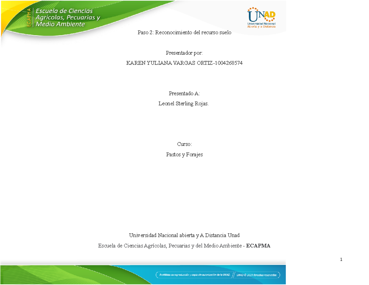 Unidad 1- Paso 2 - Edafología y características del suelo. karen ...