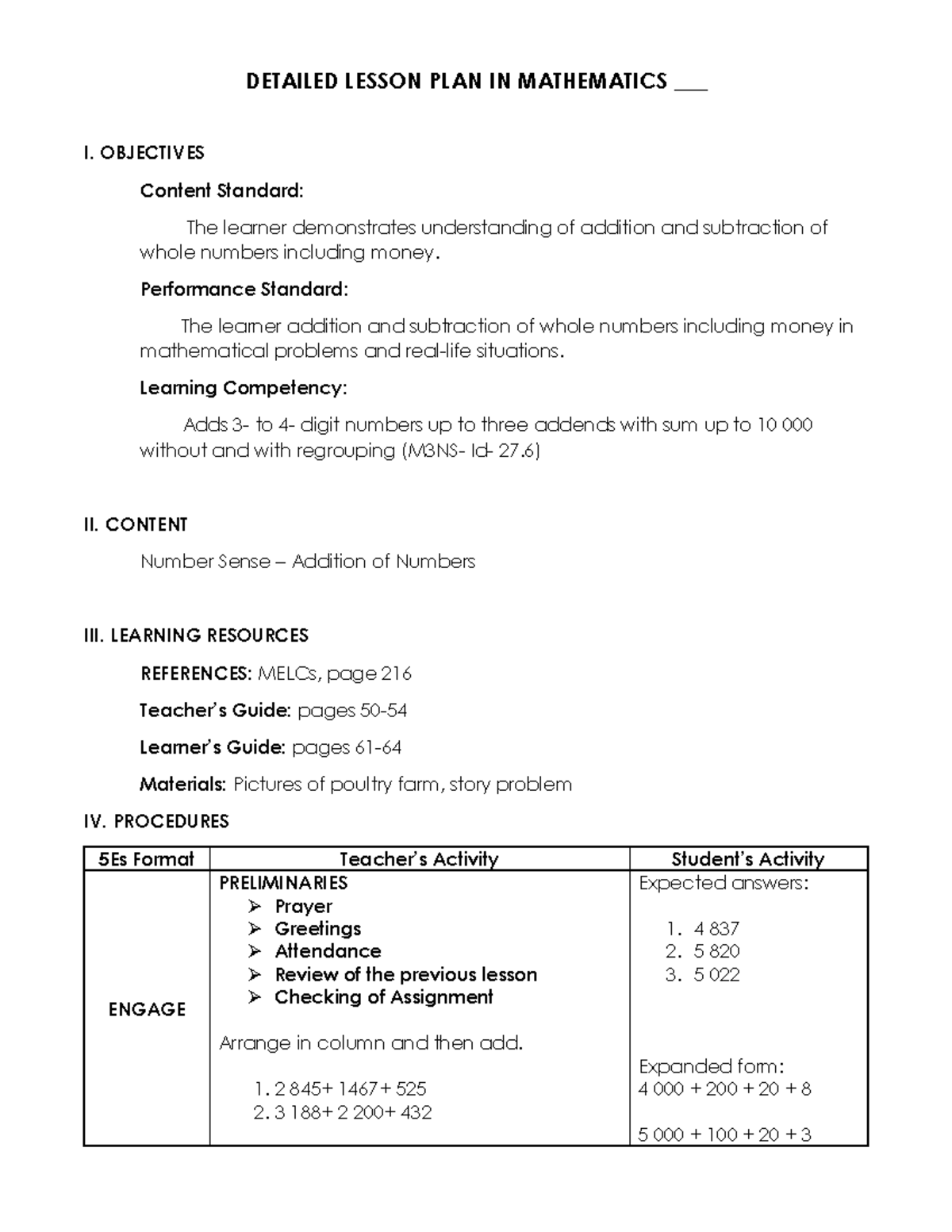 -5Es-Mathematics Lesson Plan - DETAILED LESSON PLAN IN MATHEMATICS ...