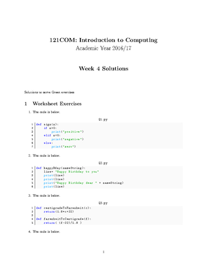 Lab Sheet 4 - 121COM: Introduction to Computing Academic Year 2016/ LabSheet 4 For use in labs ...