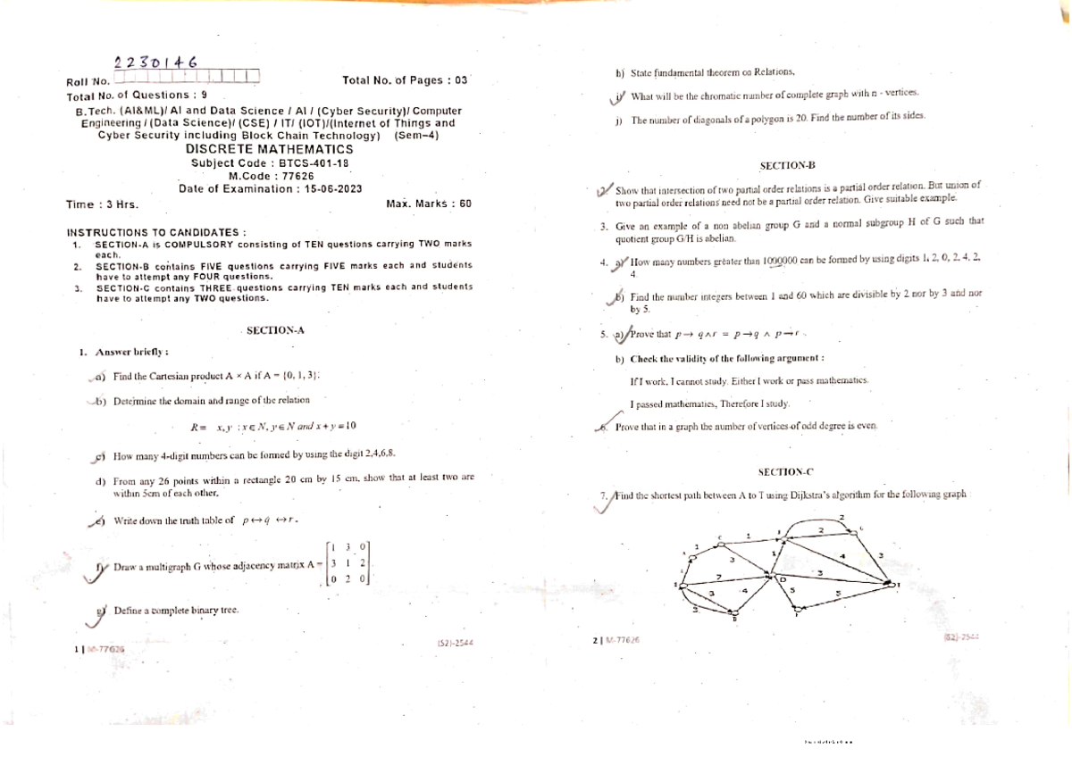 Question Papers OF 4 SEM - Computer Science Engineering - Studocu