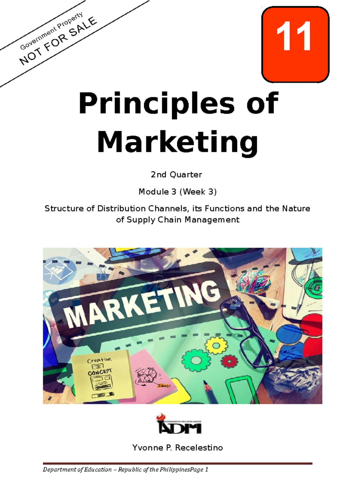 Prin.-of-Mktg - module - Principles of Marketing 2nd Quarter Module 3 (Week 3) Structure of ...