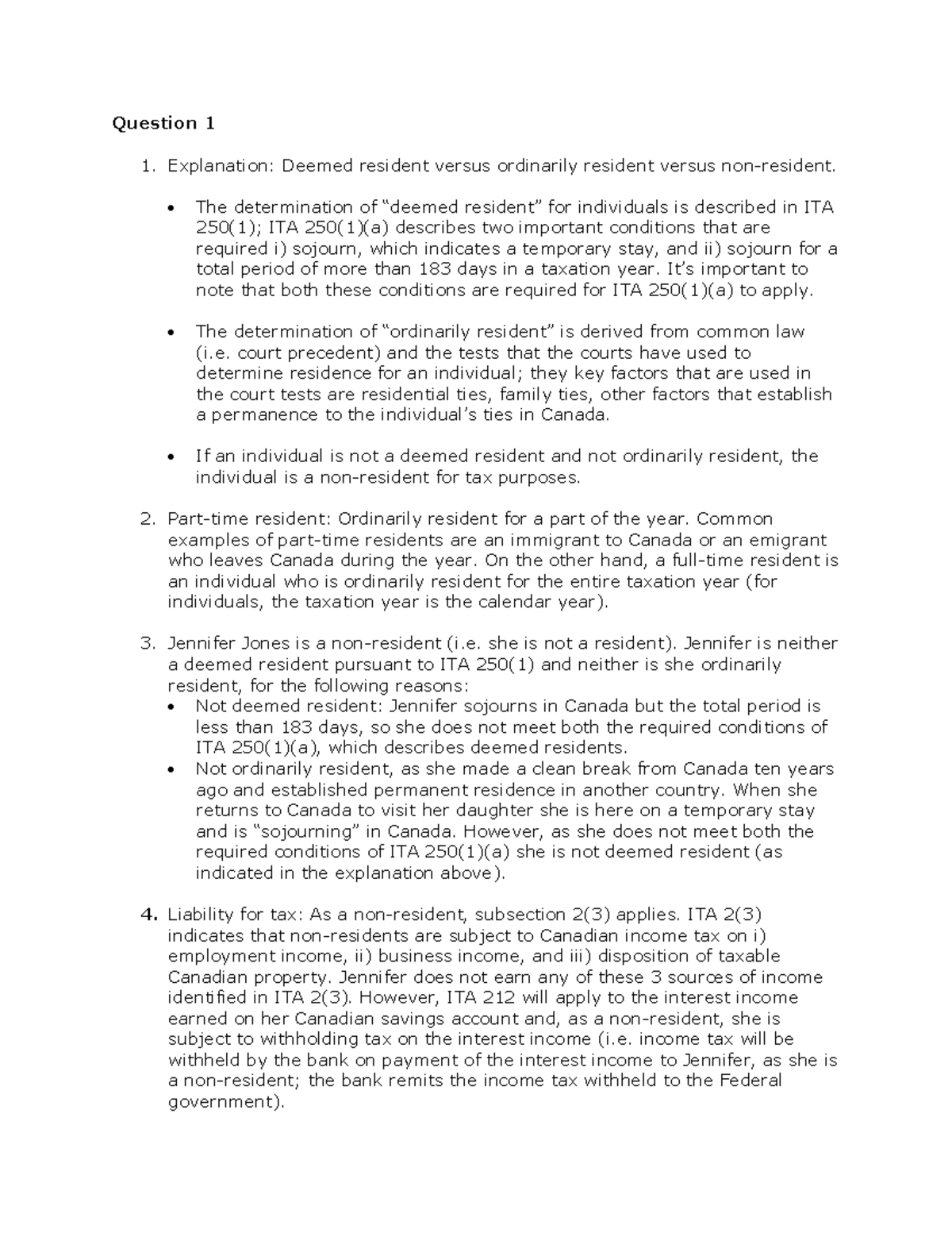 Sample solutions for mid term - Question 1 1. Explanation: Deemed ...