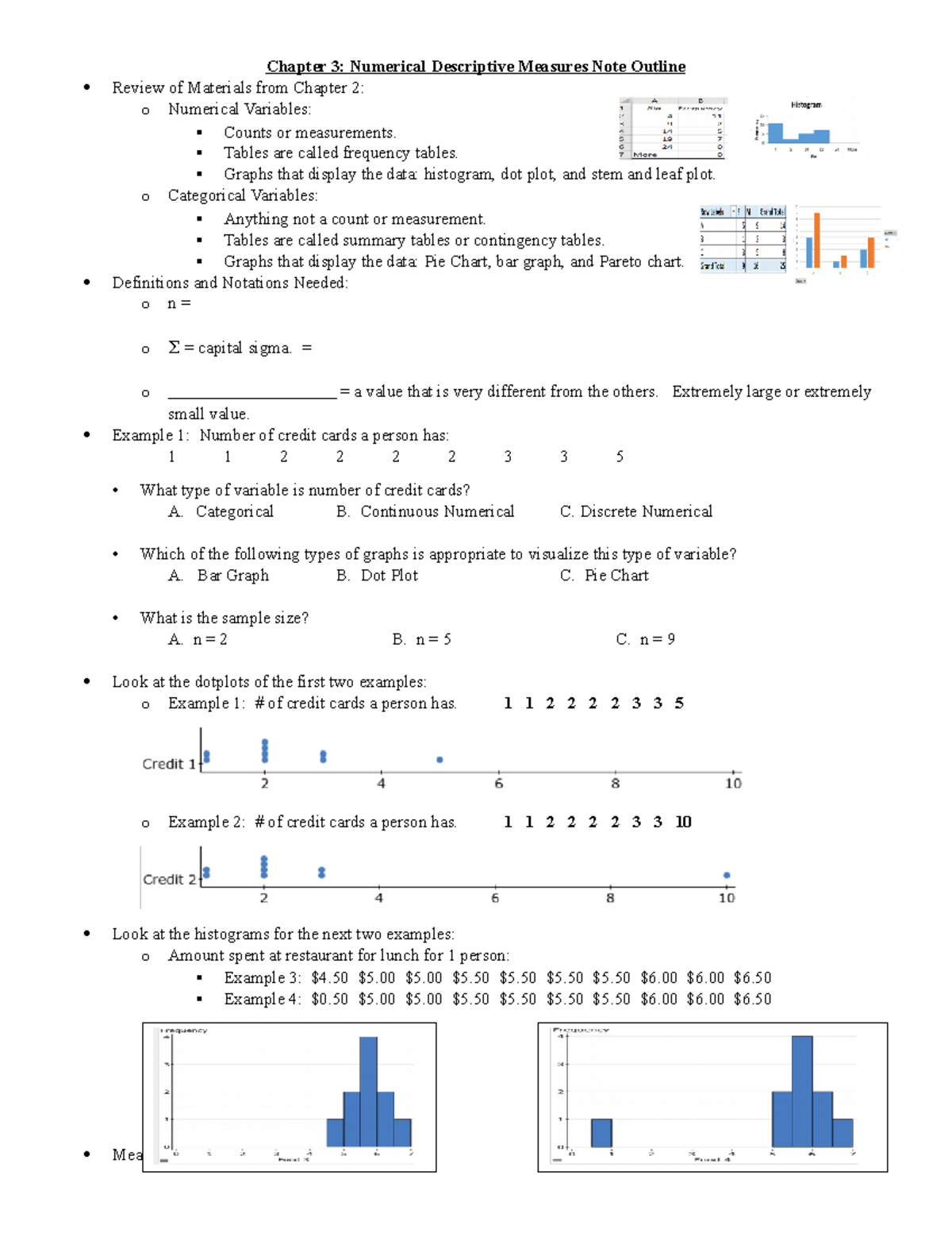 Chapter 3 - notes - Chapter 3: Numerical Descriptive Measures Note ...