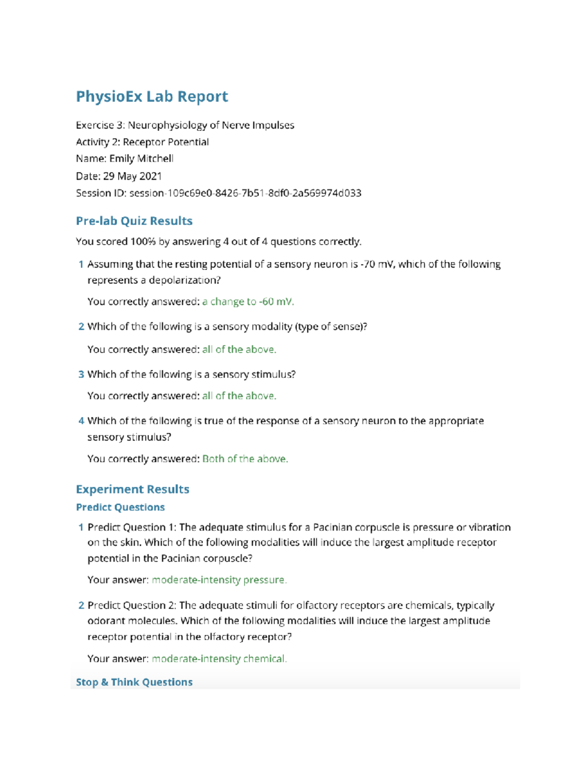 Physioex Exercise 3 Act 2 Fundamentals Of Biology Studocu