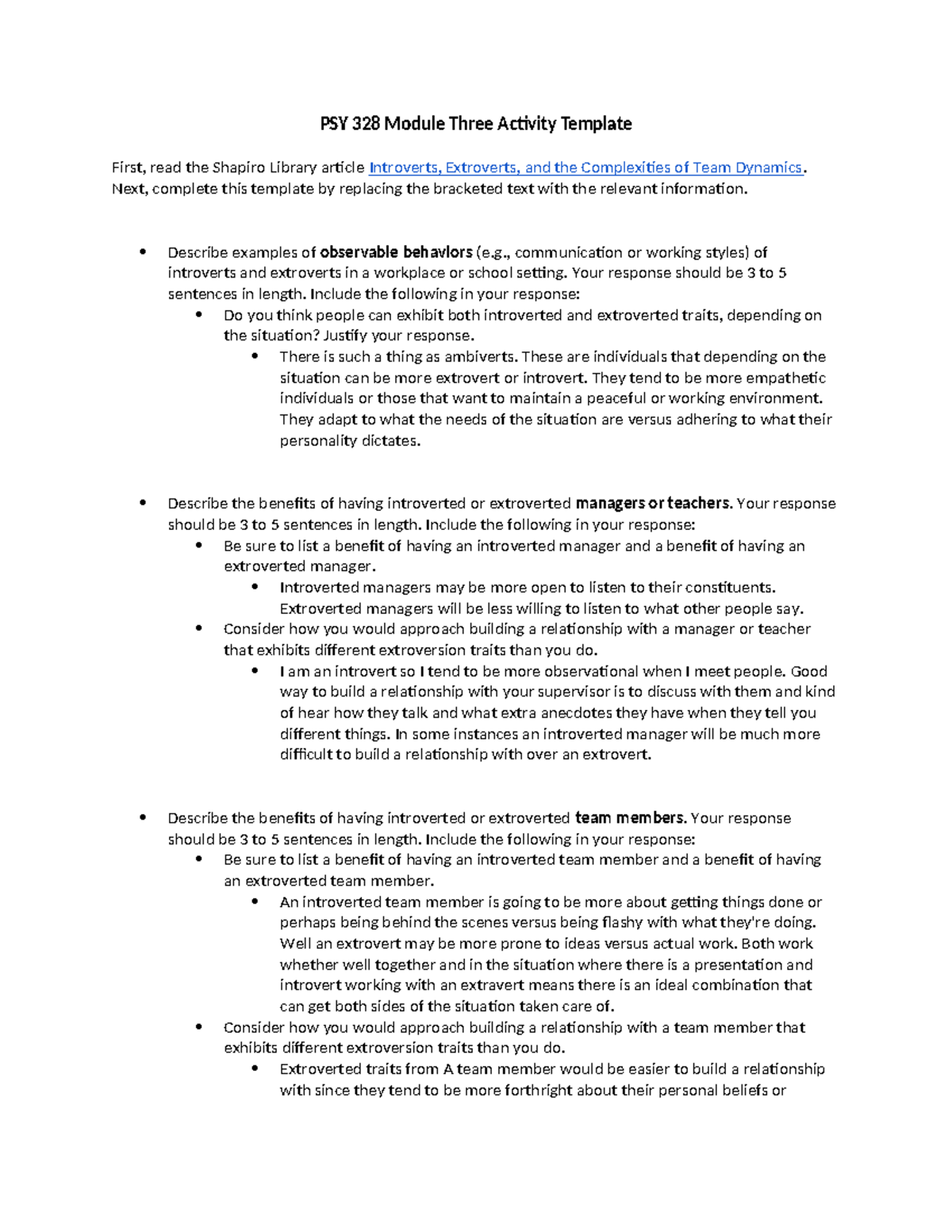 Psy328activitymod 3 - Module 3 activity - PSY 328 Module Three Activity Template First, read the ...