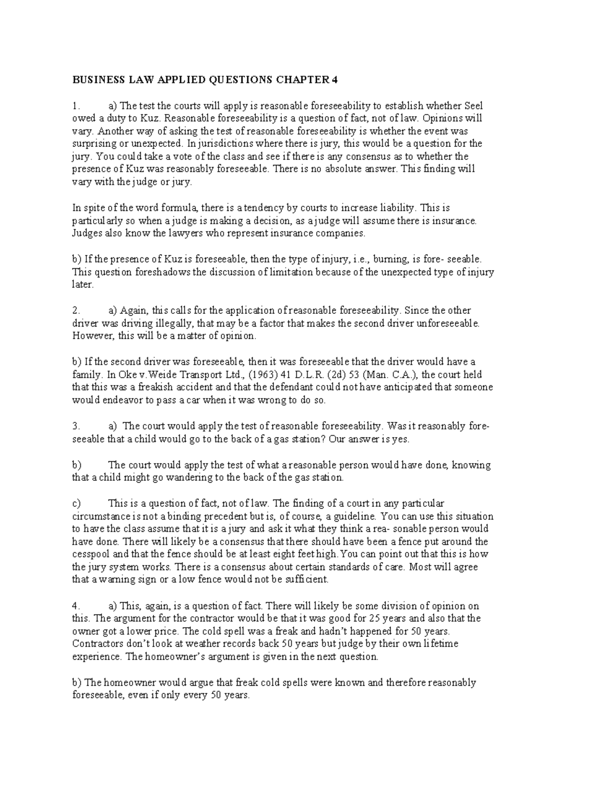Business LAW Applied Questions CH 4 - BUSINESS LAW APPLIED QUESTIONS ...