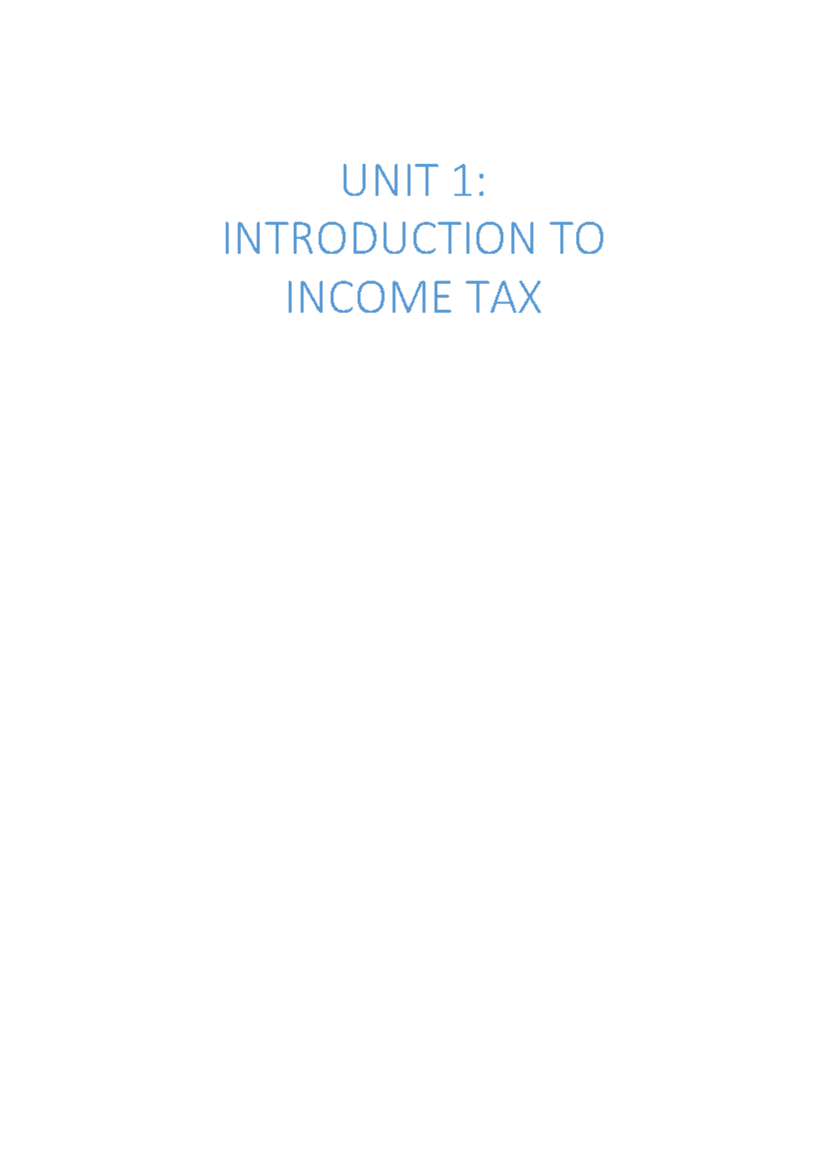 UNIT 1 Introduction TO Income TAX - UNIT 1: INTRODUCTION TO INCOME TAX ...