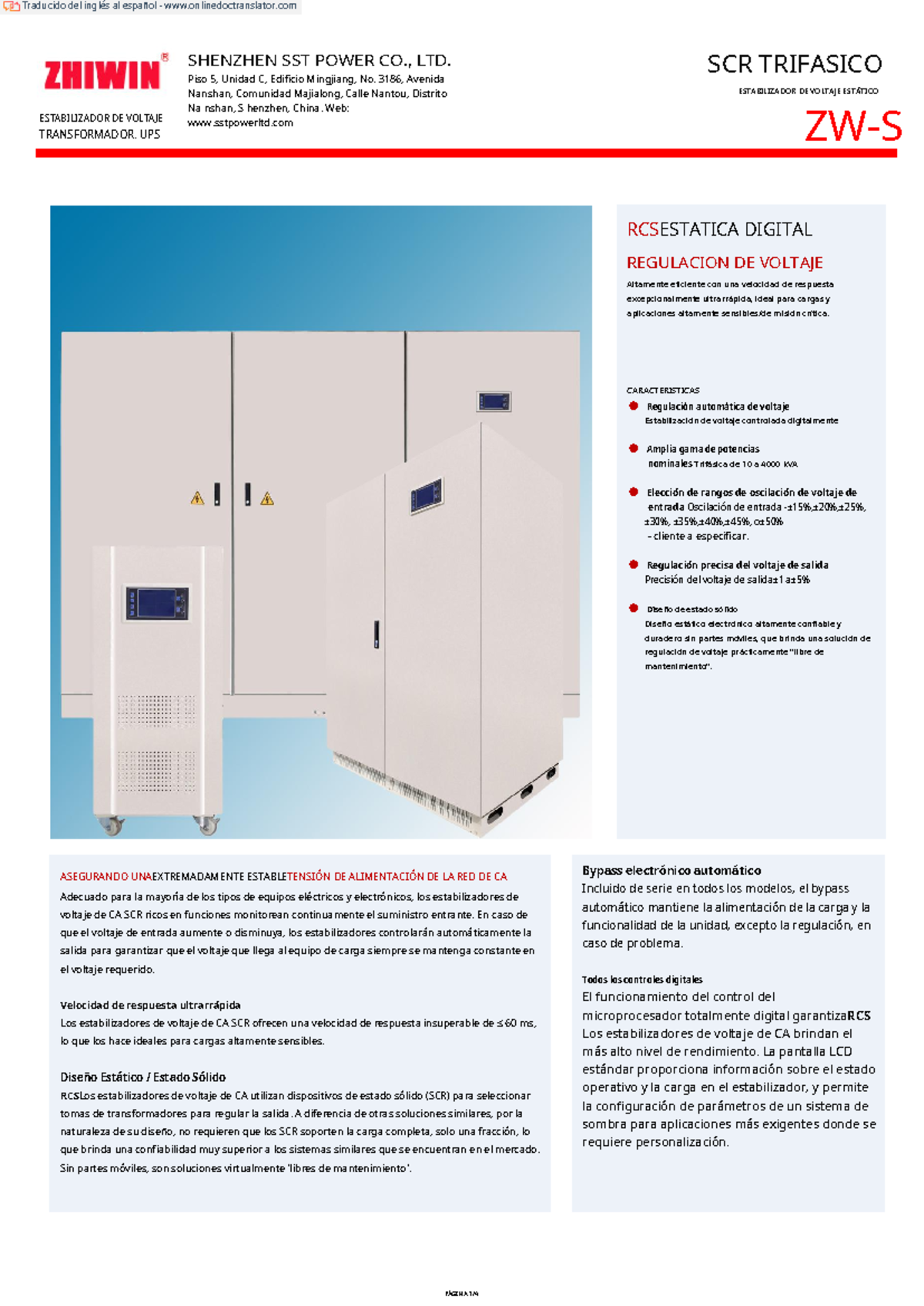 Static avr catalogue -three phase static voltage stabilizer - SHENZHEN ...