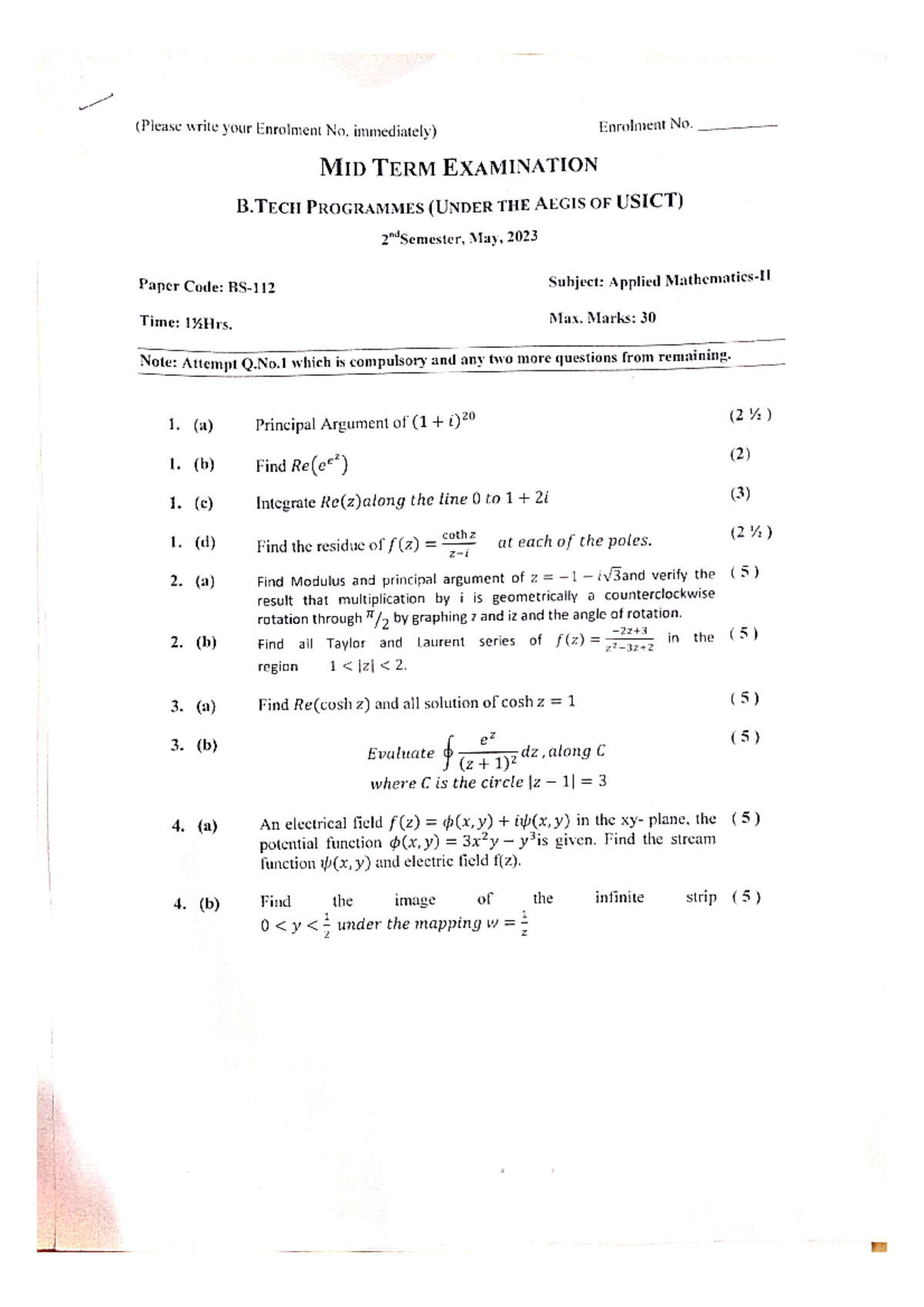 Mid Term Paper Solution BS 112 - Engineering Mechanics - Studocu