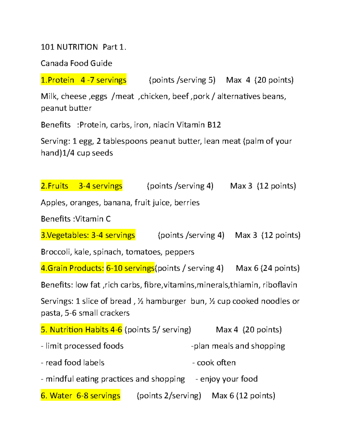 101 Nutrition Part 1 Canada Food Guide - 101 NUTRITION Part 1. Canada ...