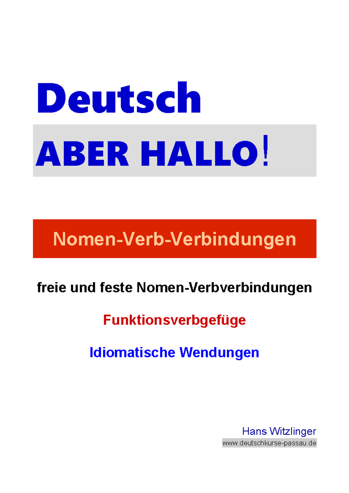 Nomen verb verbindungen - Deutsch ABER HALLO! Nomen-Verb-Verbindungen ...