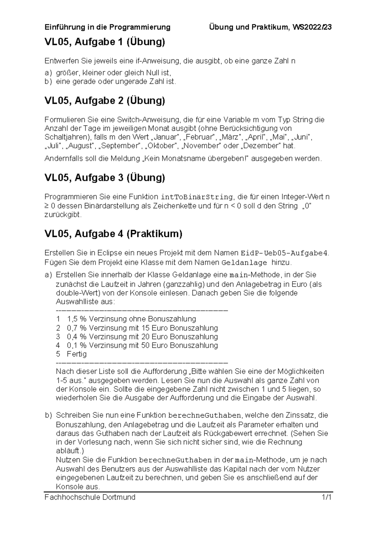 EidP Übung 05 mit Lösungen - Einführung in die Programmierung Übung und ...