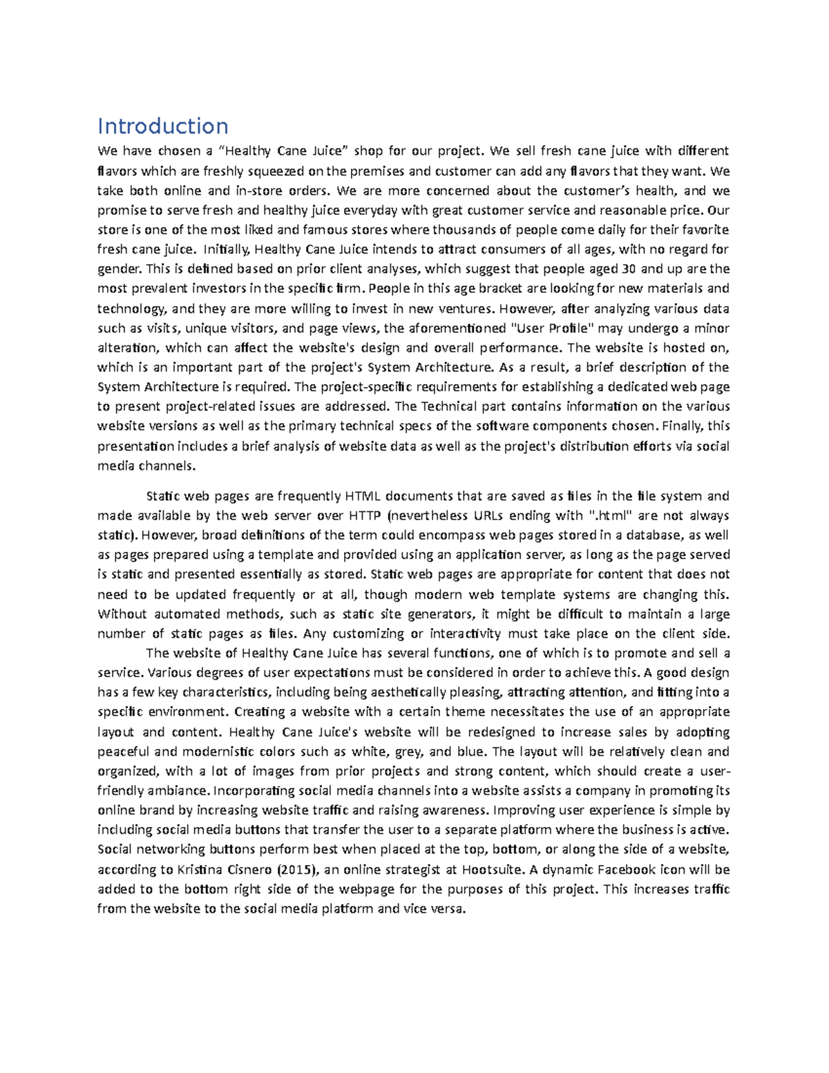 Website introduction by bootstrap - Introduction We have chosen a ...