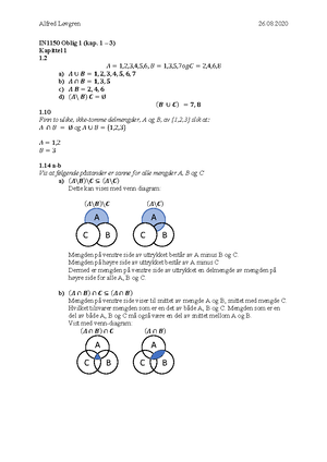 IN1150 Oppgave 9 - oblig - IN1150 Oppgave 9 Oppgave 1 a) Den refleksive tillukningen til R er ...
