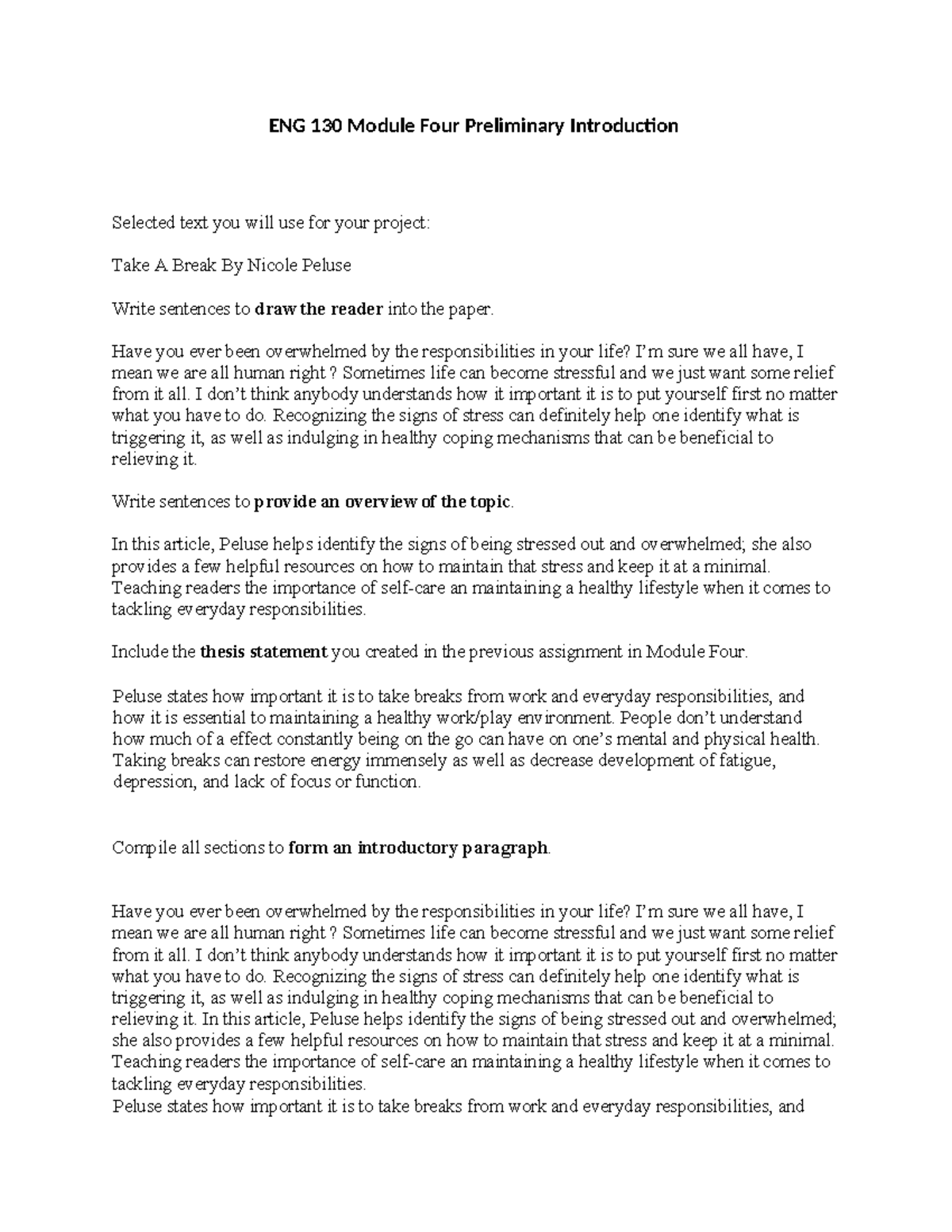 4-2 Assignment - Enjoy - ENG 130 Module Four Preliminary Introduction ...