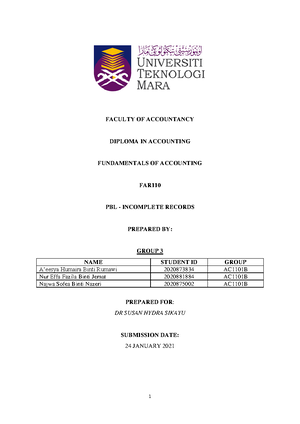 Accounting Format (SOPL & SOFP) - Name of business Statement of Profit ...