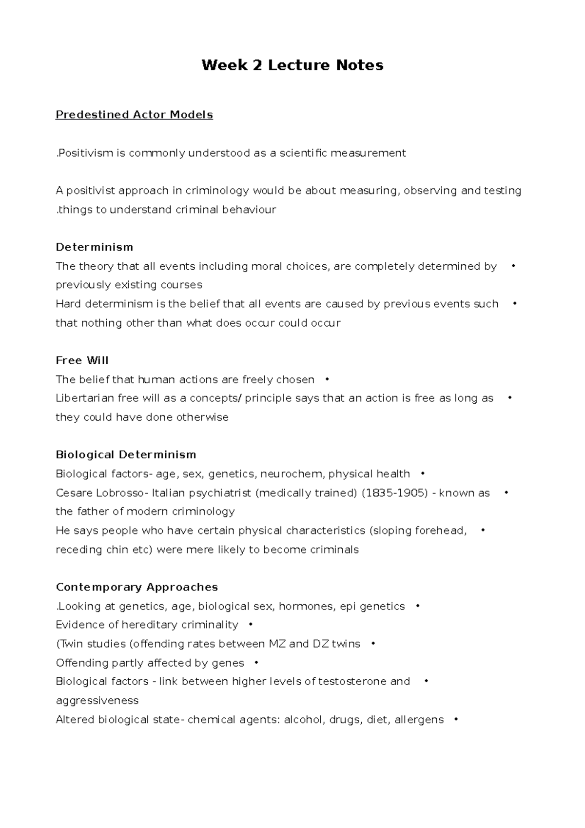 Understanding Crime and Deviance 2 DOCX - Week 2 Lecture Notes ...