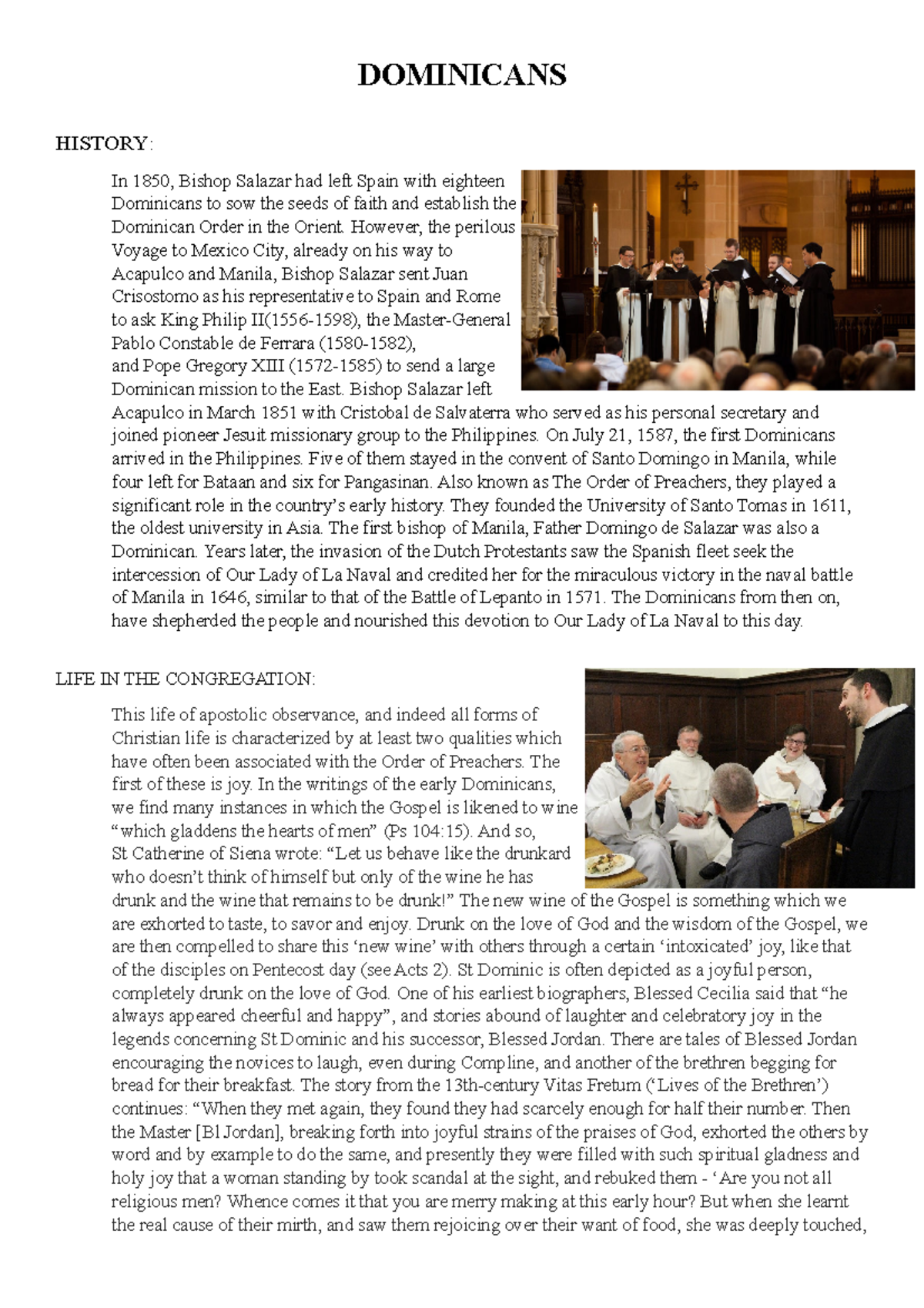 Dominicans - IT WILL HELP STUDENTS WITH THEIR ACTIVITIES ESPECIALLY IN ...