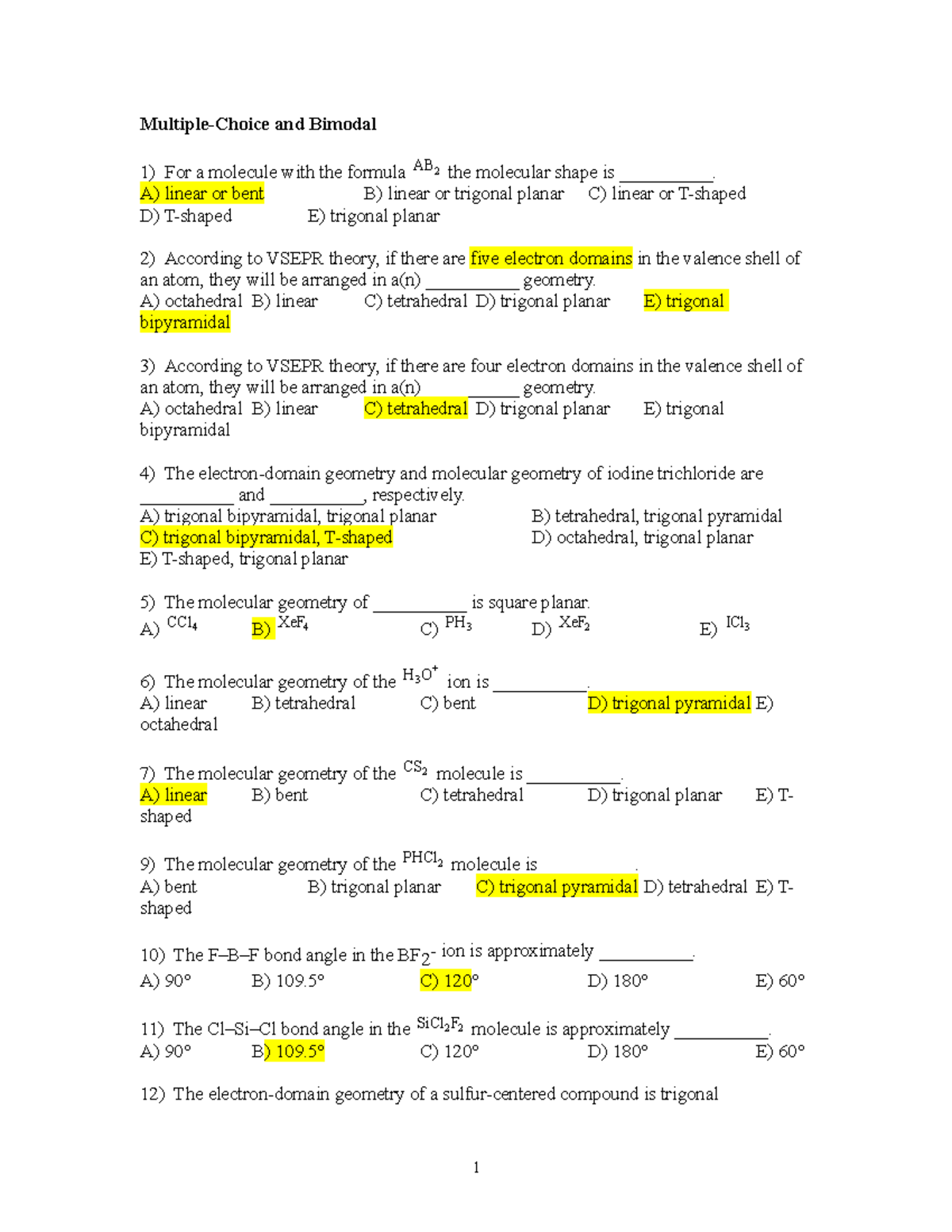 Student Ch 9MCAnswers Kinetics of the Oxidation of Isopropanol Alcohol ...
