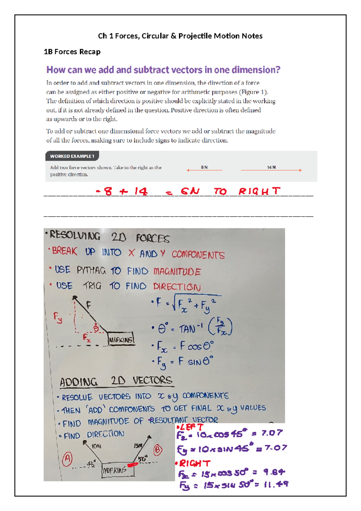 Ch 1 Forces, Circular and Projectile Motion Notes - Ch 1 Forces ...