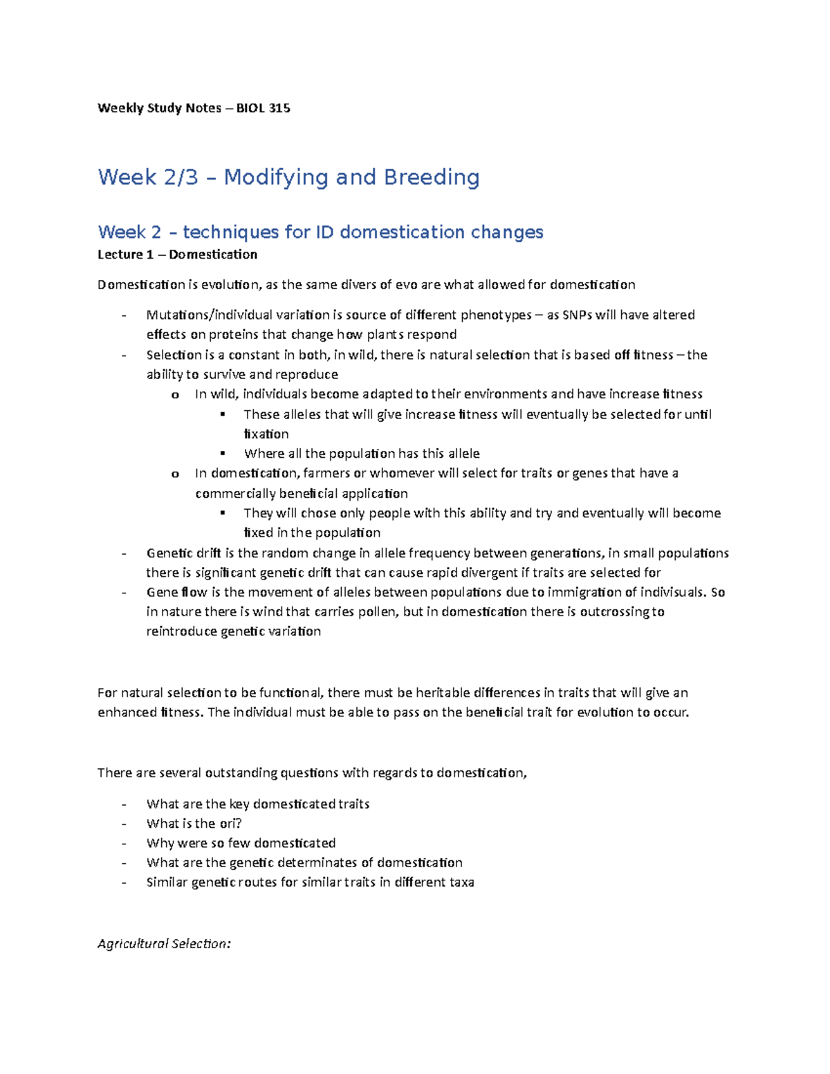 Weekly Study Notes - Note before all tests - Weekly Study Notes – BIOL ...