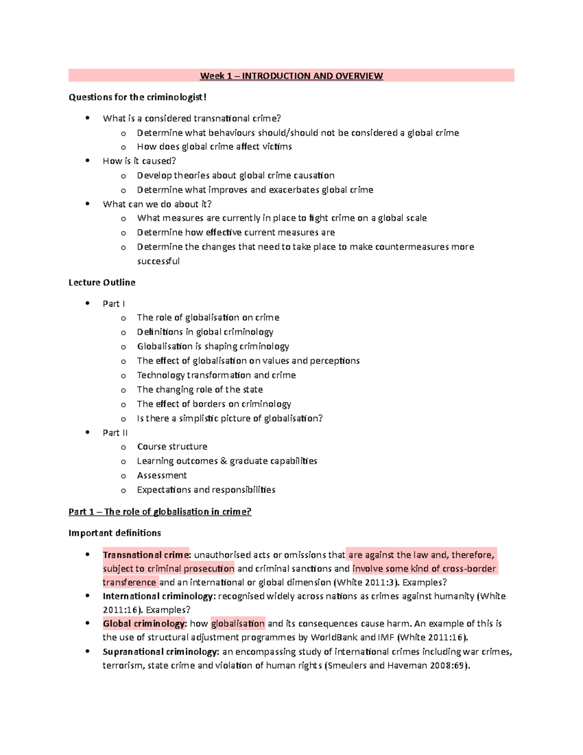 Week 1 lecture - introduction and overview - Week 1 – INTRODUCTION AND OVERVIEW Questions for ...