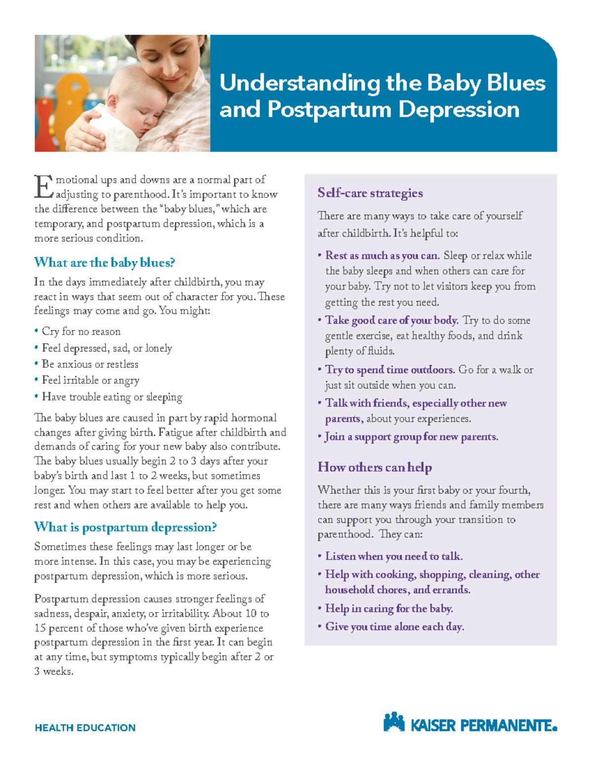 Understanding Postpartum Depression - Understanding the Baby Blues and Postpartum Depression E ...