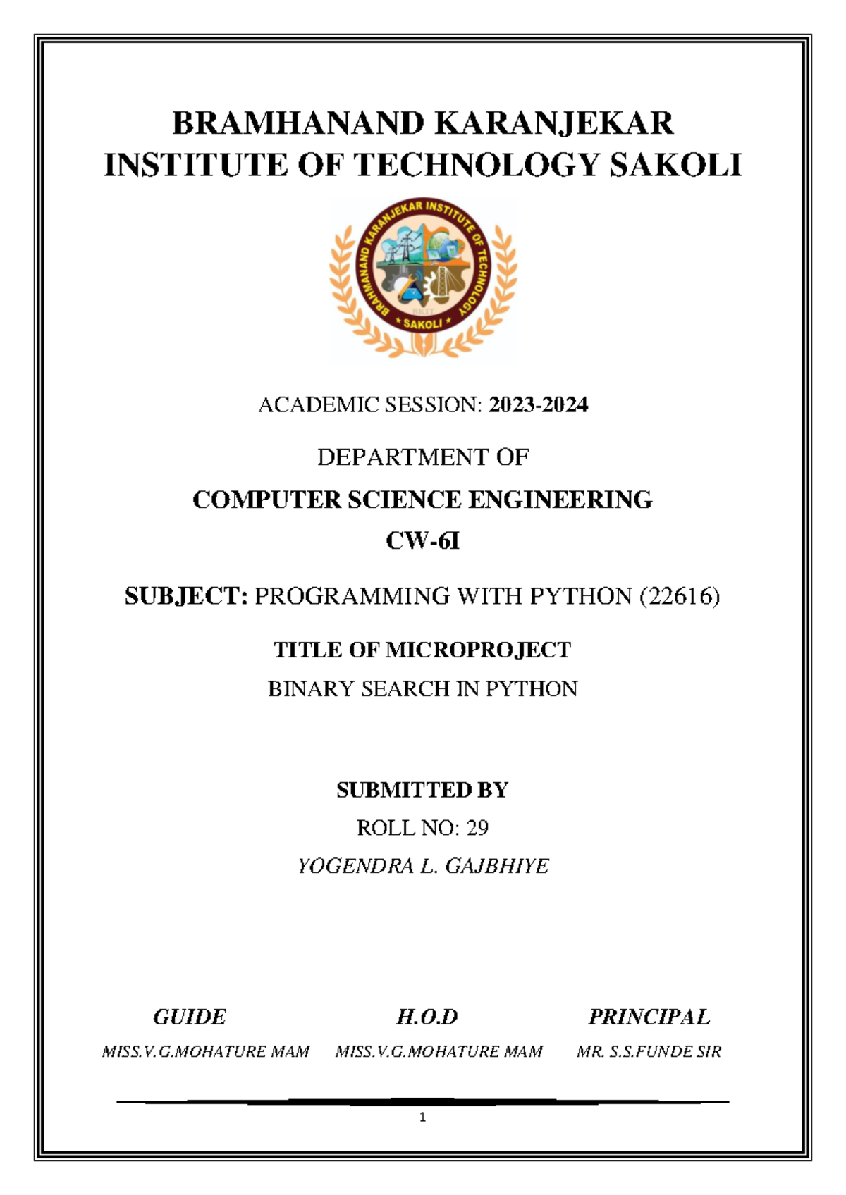 @22616 PWP Micro Project - BRAMHANAND KARANJEKAR INSTITUTE OF ...