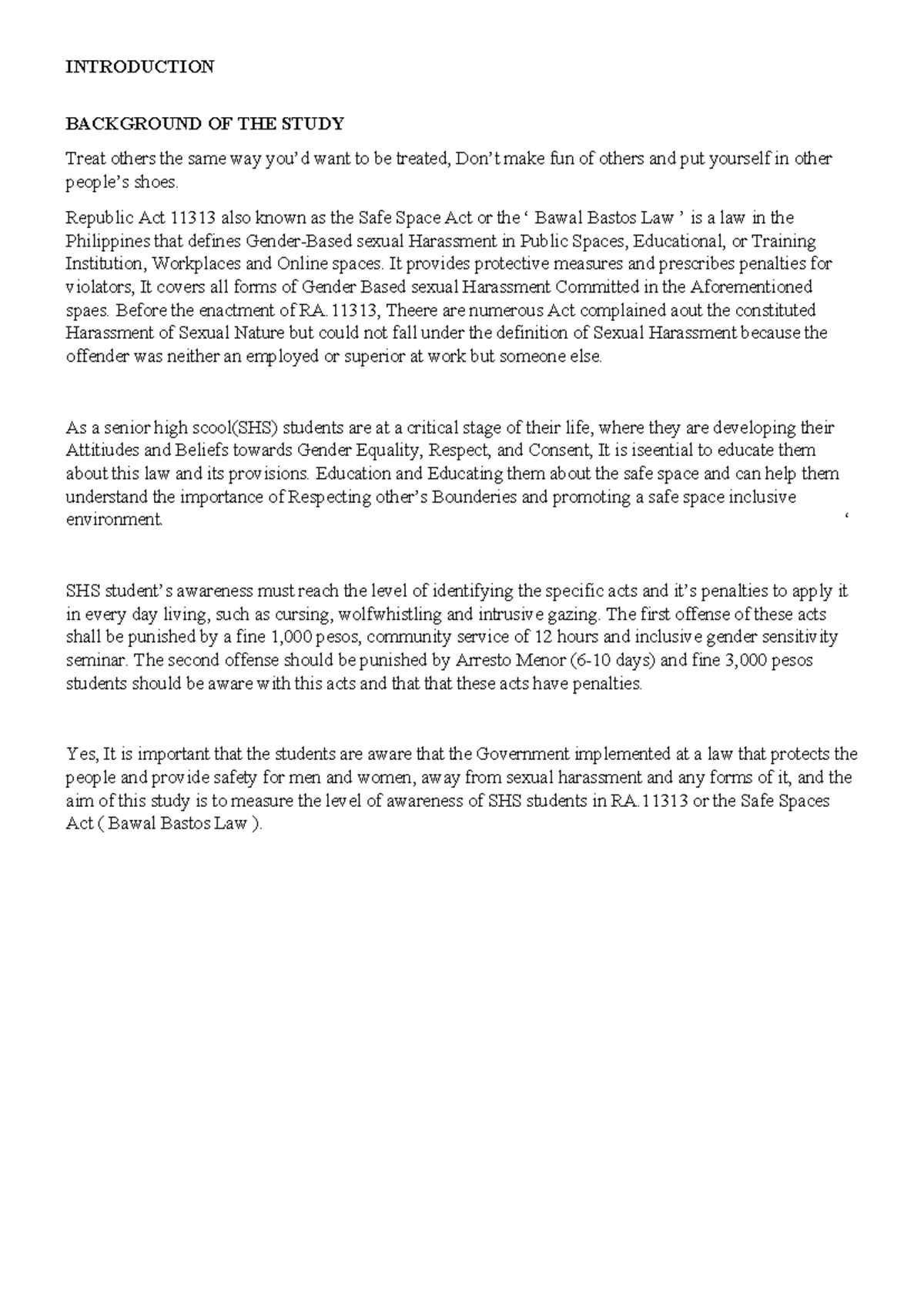 Background OF THE Study - INTRODUCTION BACKGROUND OF THE STUDY Treat ...