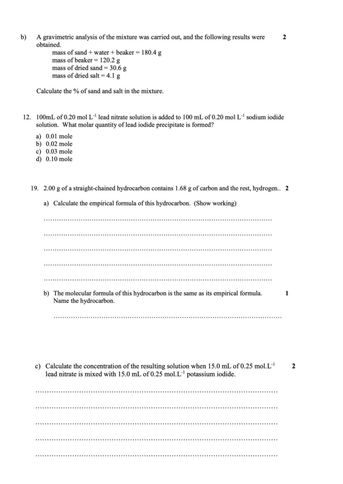 Stoichiometry HSC Year 11 NSW test - b) A gravimetric analysis of the ...