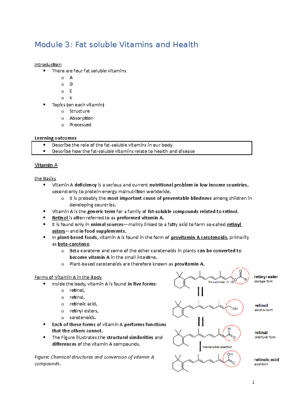 Module 3 fat soluble vitamins - Module 3: Fat soluble Vitamins and ...