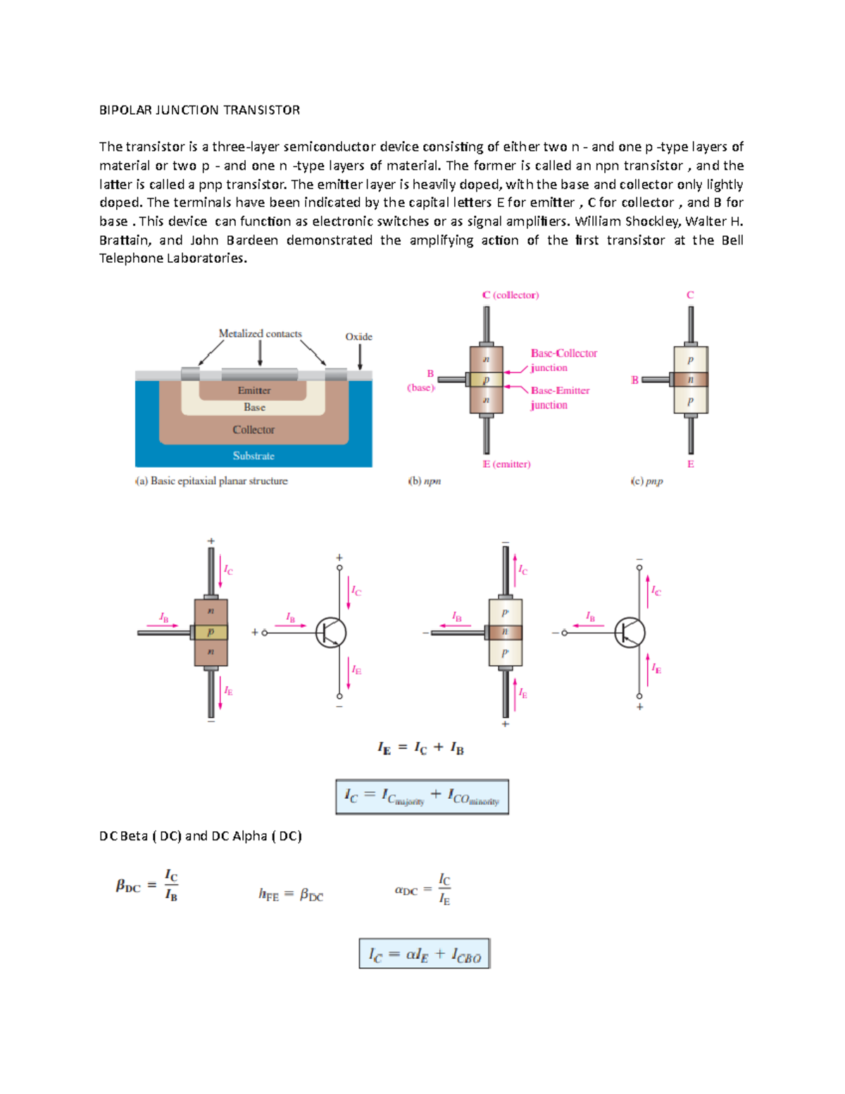 Bipolar Junction Transistor - BIPOLAR JUNCTION TRANSISTOR The ...