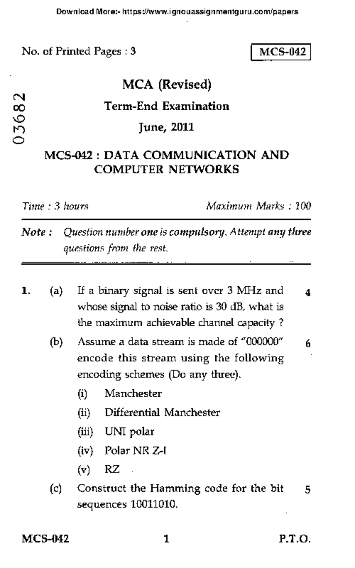 MCS 042 previous year question papers by ignouassignmentguru - Download No. of Printed Pages : 3 ...