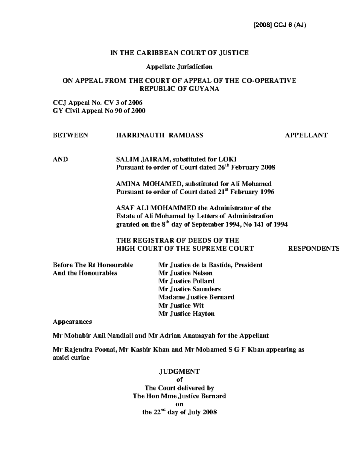 2008-CCJ-6-AJ Ramdass v Jairam - [2008] CCJ 6 (AJ) IN THE CARIBBEAN ...