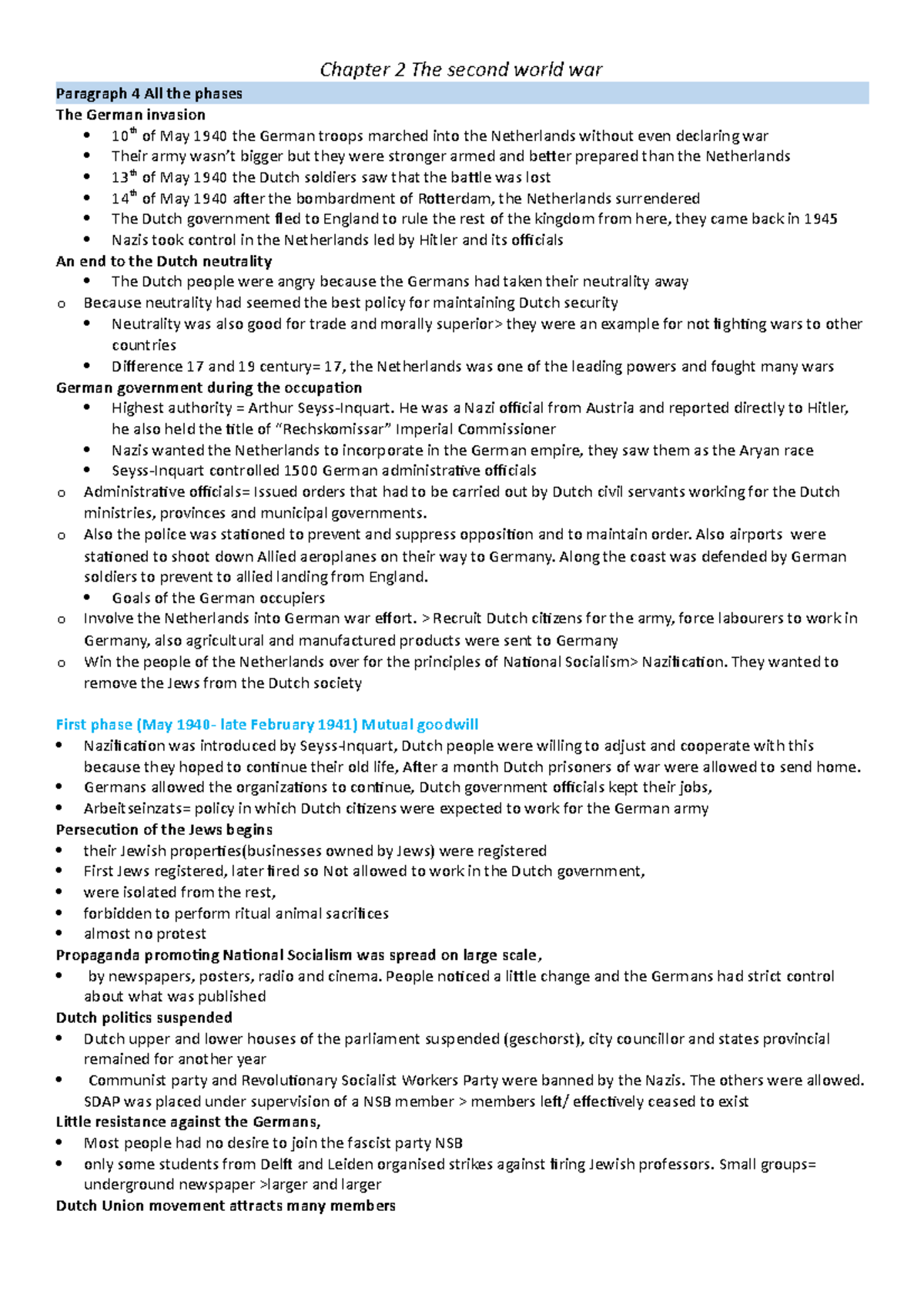 Chapter 2, Four phases - Chapter 2 The second world war Paragraph 4 All ...