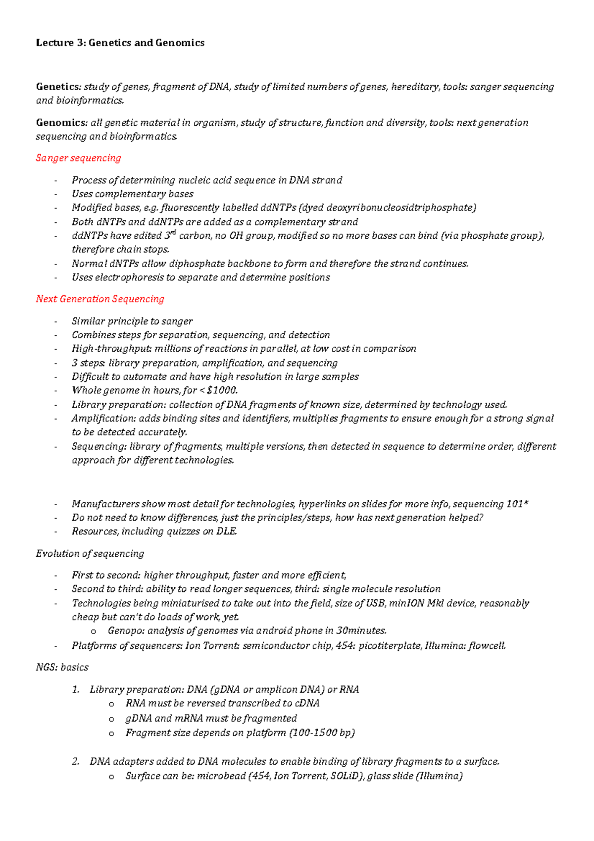 Lecture 3: Genetics and Genomics - Lecture 3: Genetics and Genomics ...