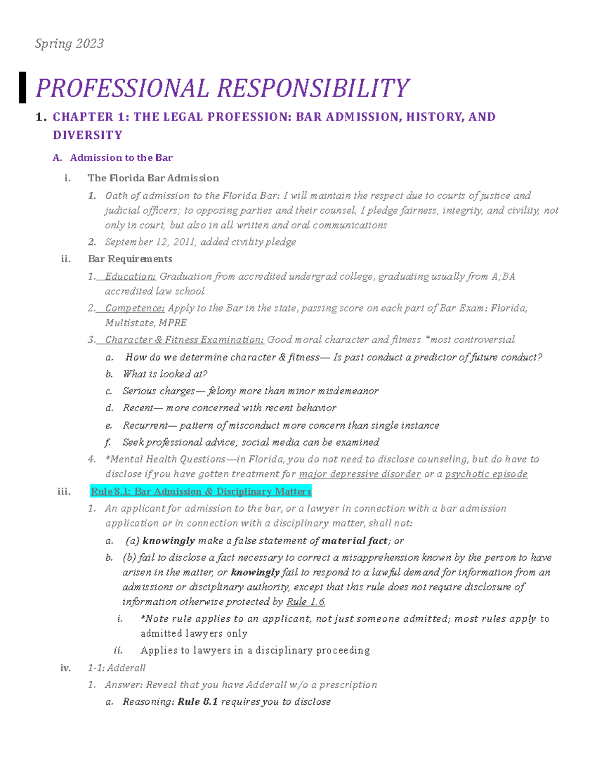 Professor Powell Professional Responsibility Outline Spring 2023 ...