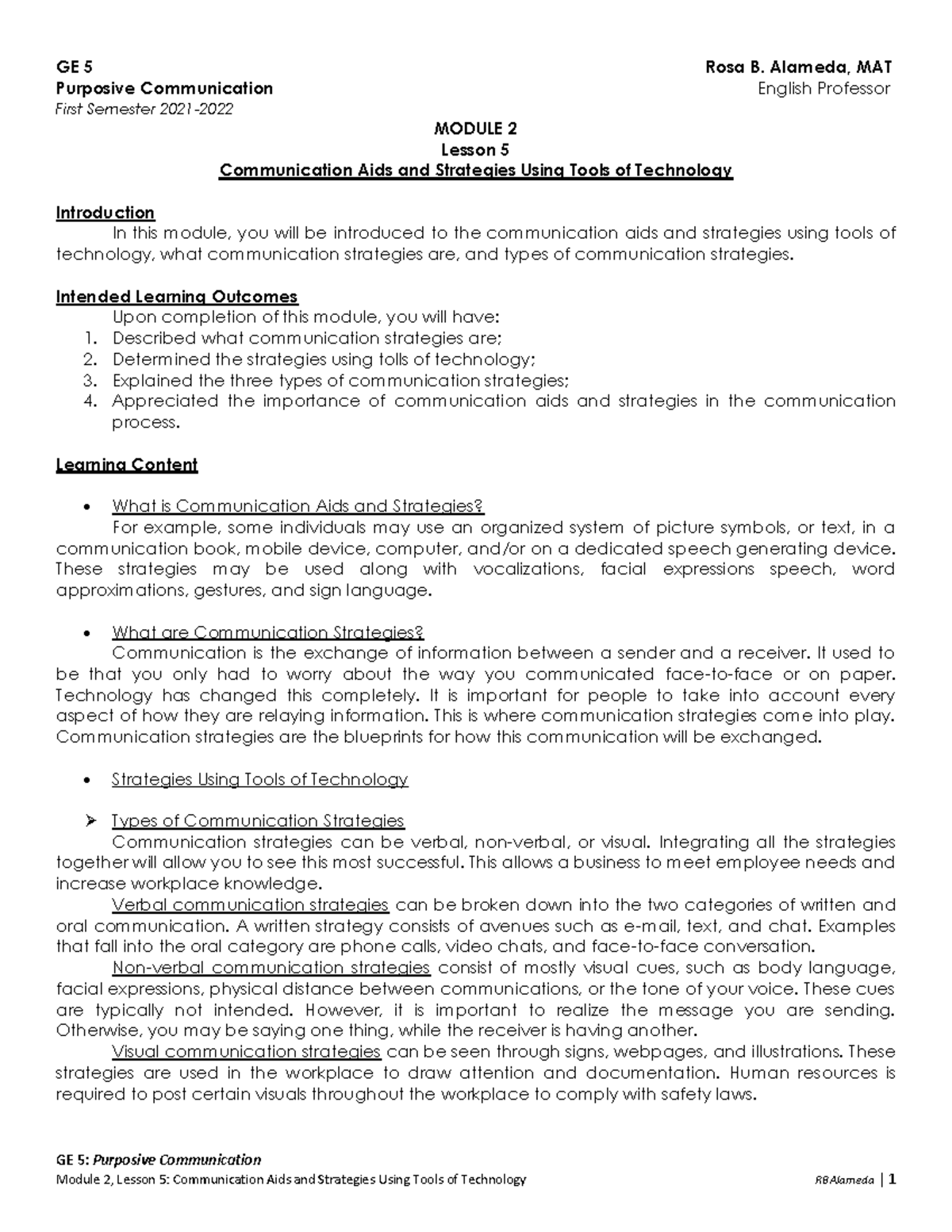 Module 2 Lesson 5 R - I HOPE IT CAN HELP. - GE 5: Purposive ...