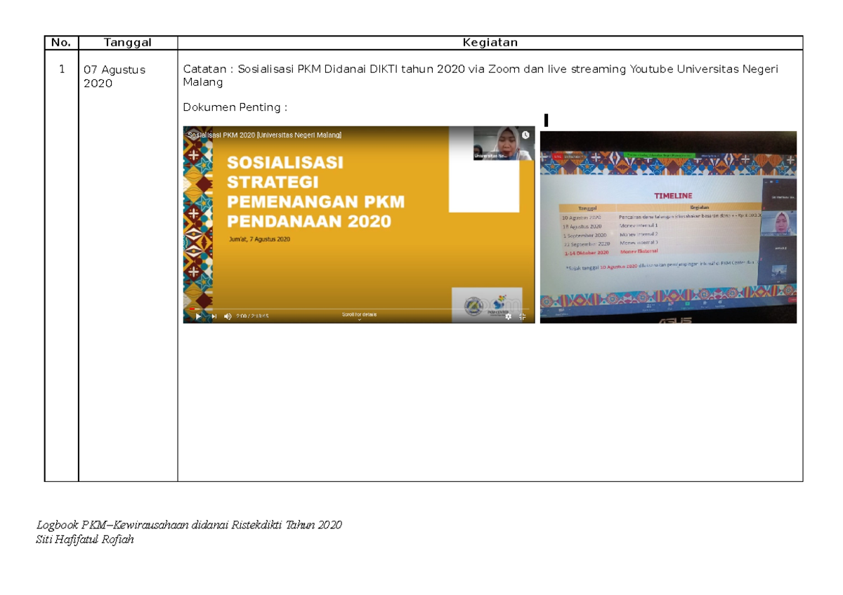 Logbook Bottle LAB - No. Tanggal Kegiatan 1 07 Agustus 2020 Catatan ...