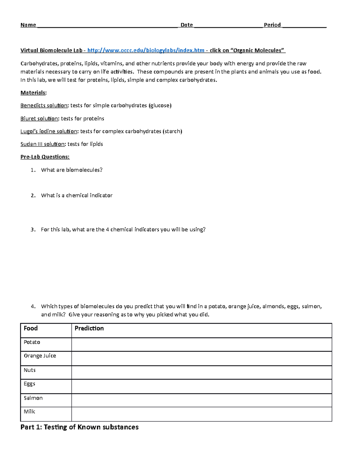 Organic Molecule Lab - Lab - Name ...