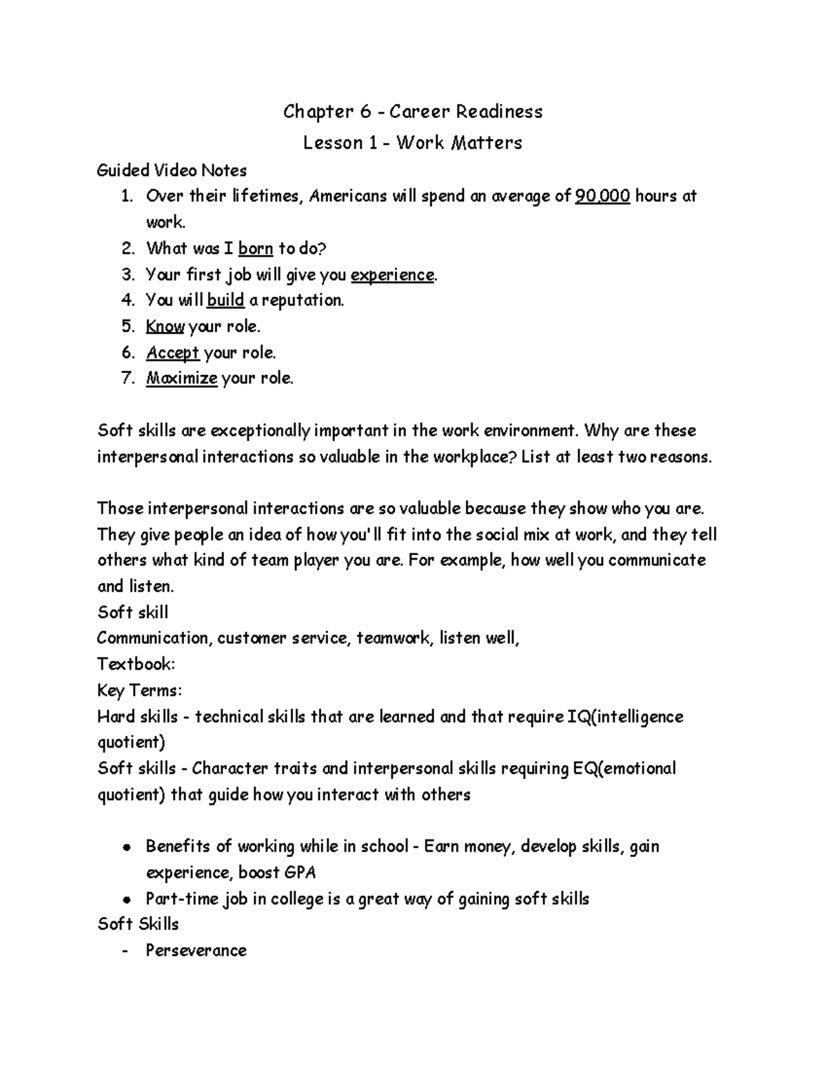 Personal Finance Notes Ch. 6 - Morgan Horton 22-23 - Chapter 6 - Career ...