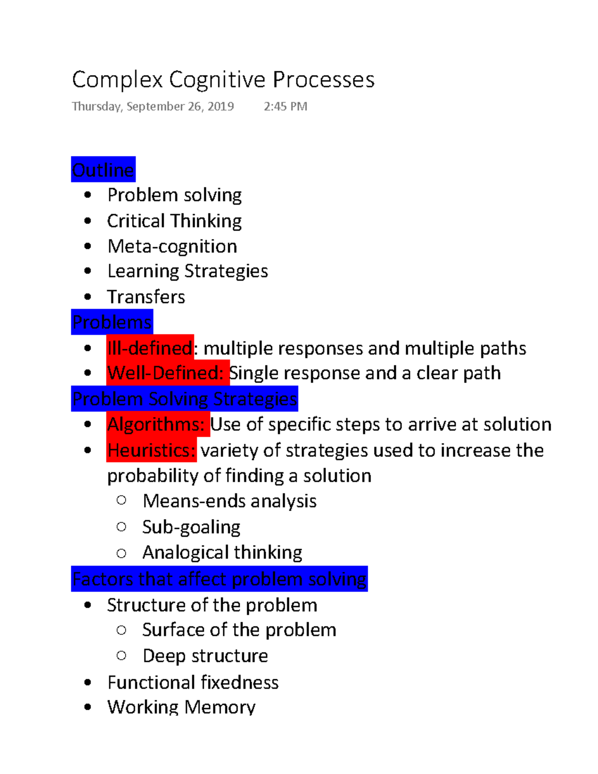 Complex Cognitive Processes- Educational Psychology - Warning: TT: undefined function: 32 ...