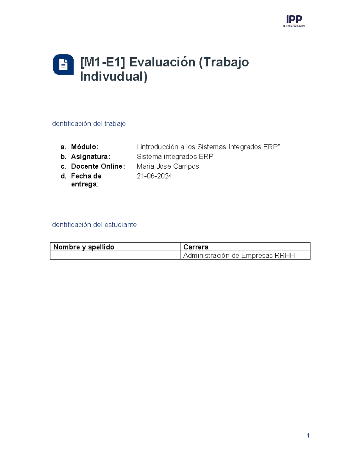 API I Nicolle Arenas Sistema Intregado ERP - [M1-E1] Evaluación (Trabajo Indivudual ...
