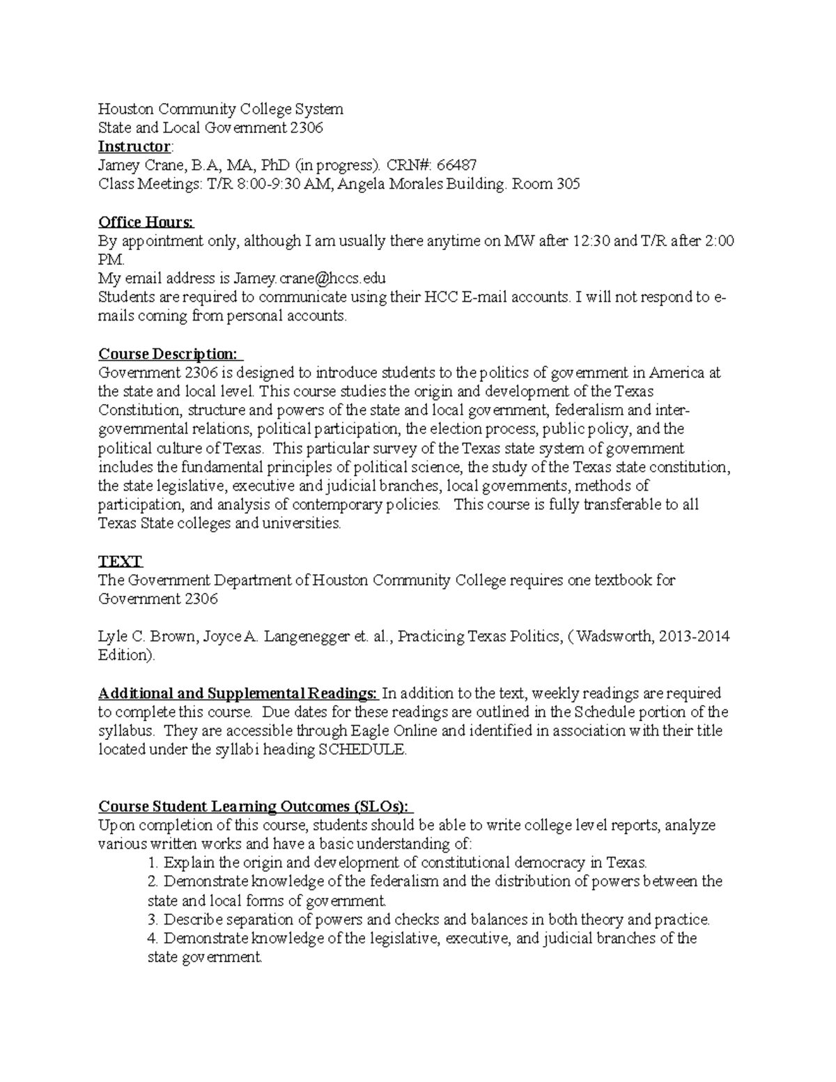 66487 Fall - Syllabus - Houston Community College System State and ...