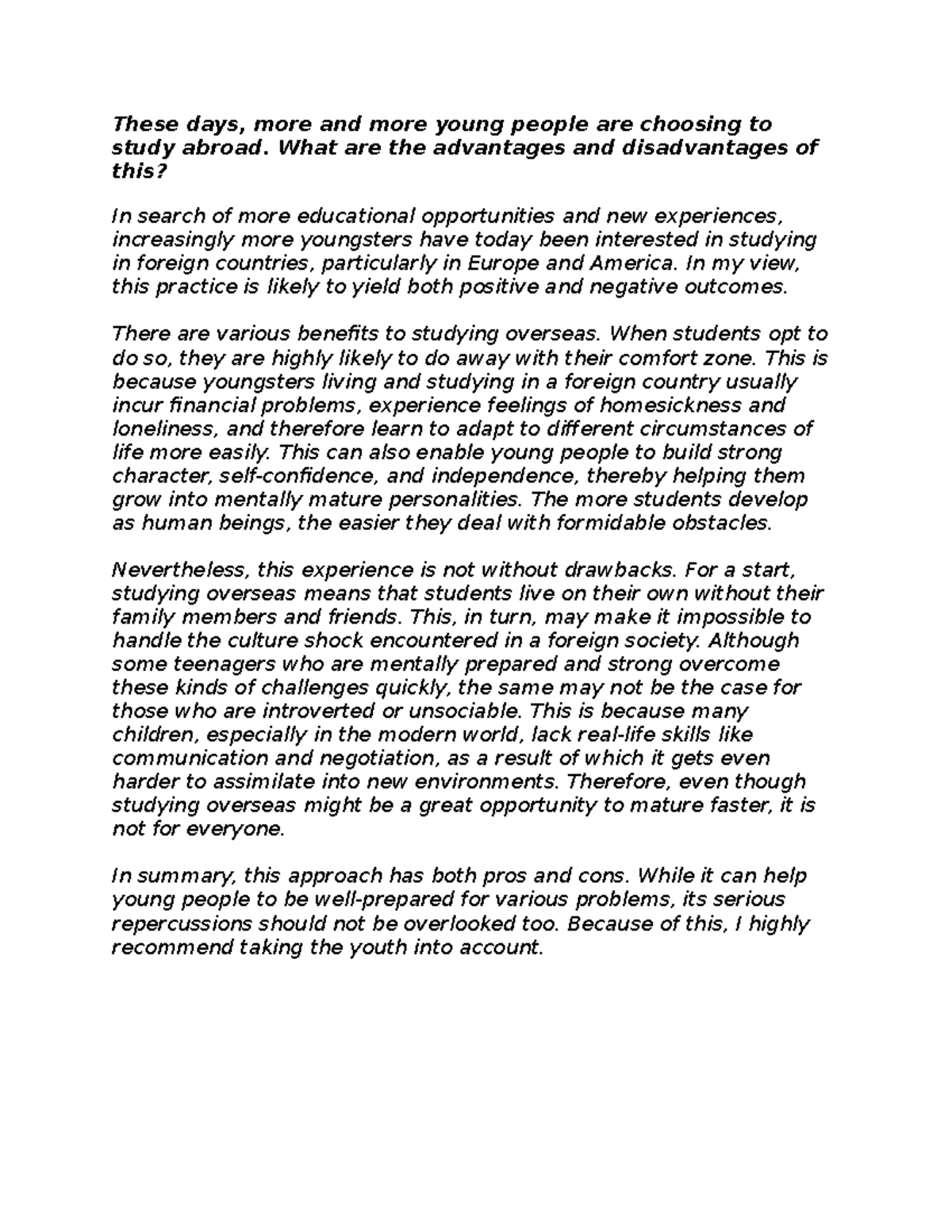 Essay 8 - I hope it will be of some use - These days, more and more ...