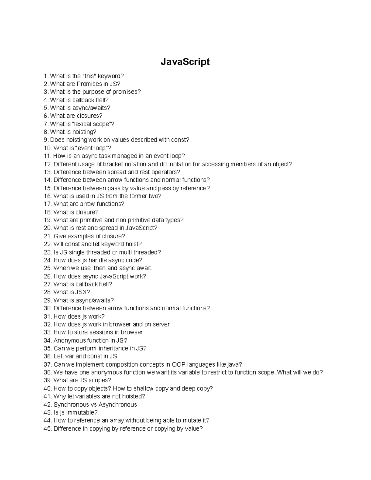 Full Stack Interview Questions Javascript What Is The This Keyword