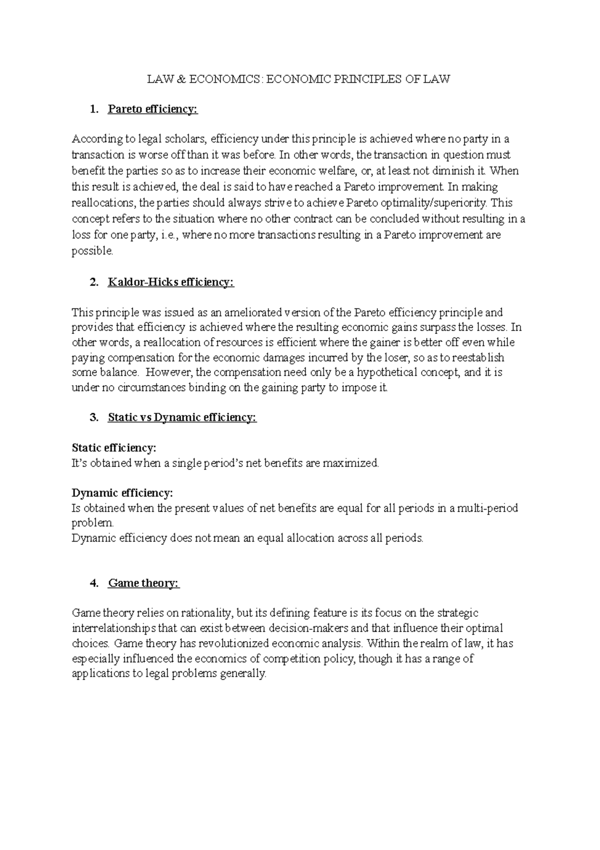 Economic Principles OF LAW - LAW & ECONOMICS: ECONOMIC PRINCIPLES OF ...