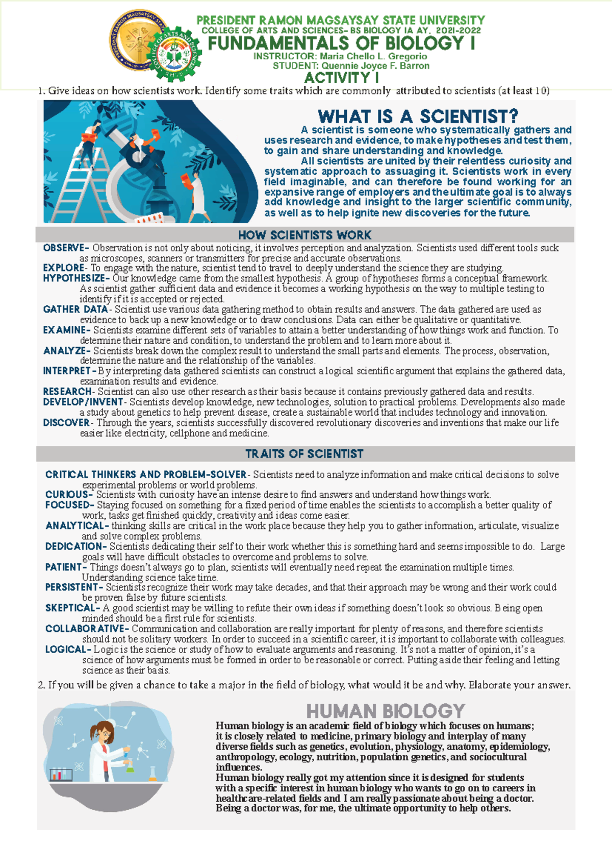 Fundamentals of Science: The Science Of Life - BS Biology - Studocu