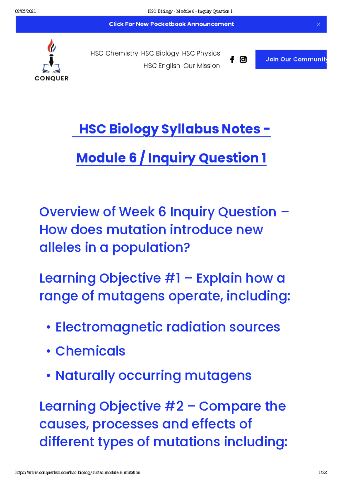 MOD 6 Notes - HSC Biology Syllabus Notes - Module 6 / Inquiry Question ...